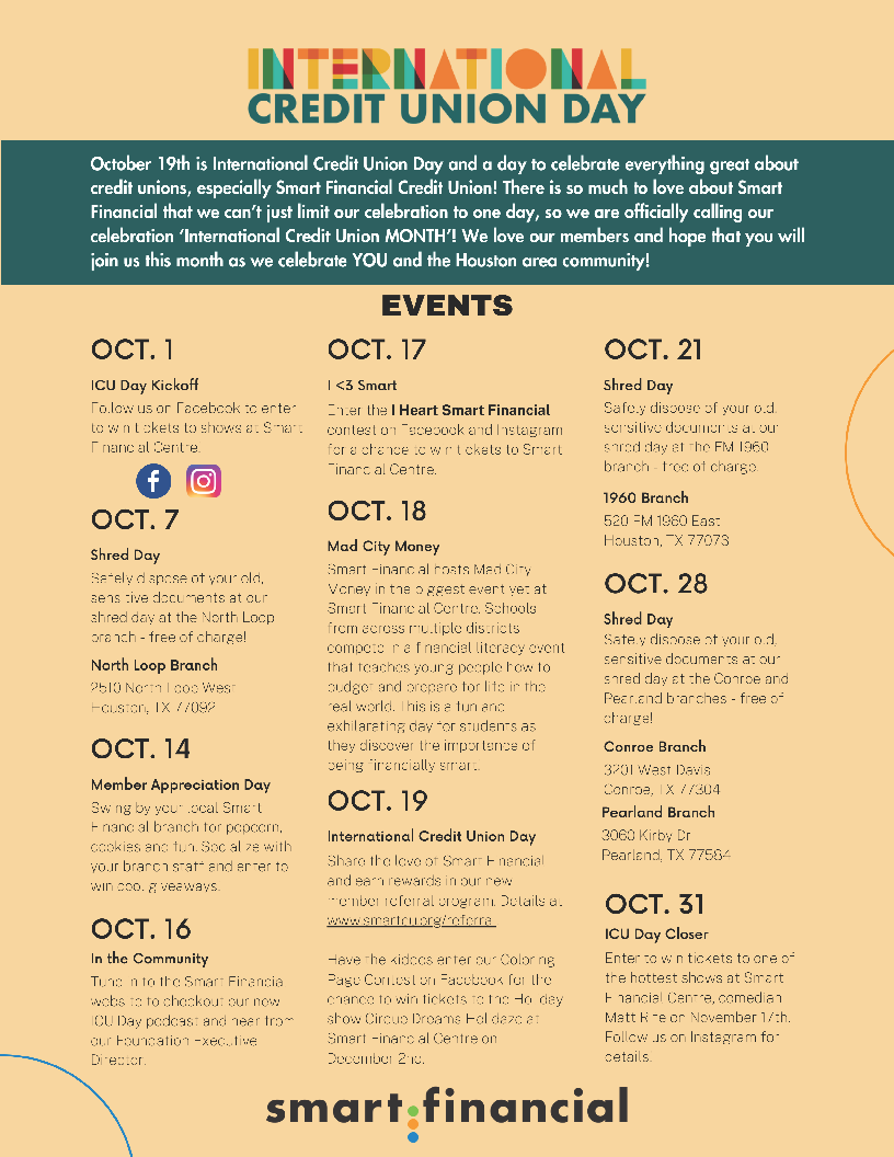 International Credit Union Month - Smart Financial Credit Union